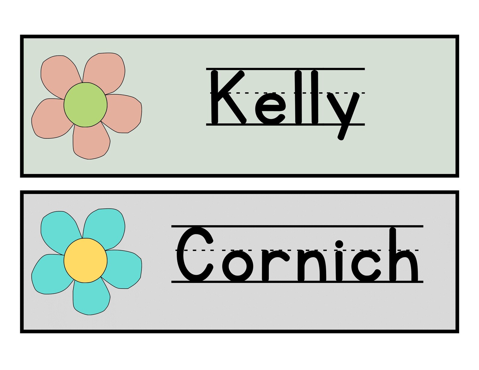 Printable Flower Student Name Labels, Editable Classroom Labels, Back ...