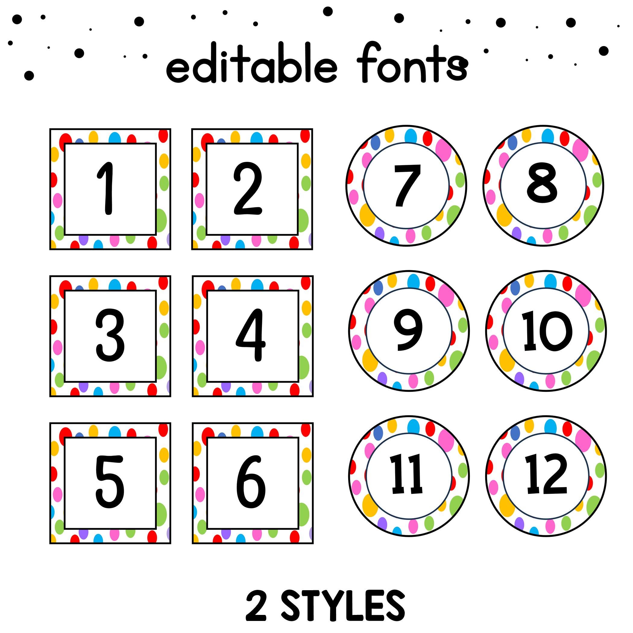 Printable Calendar Number Labels, Cubby Labels, Book Bin Labels, Number ...