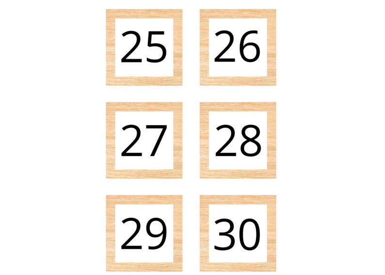 Printable Classroom Calendar Numbers Square Number Cards - Etsy