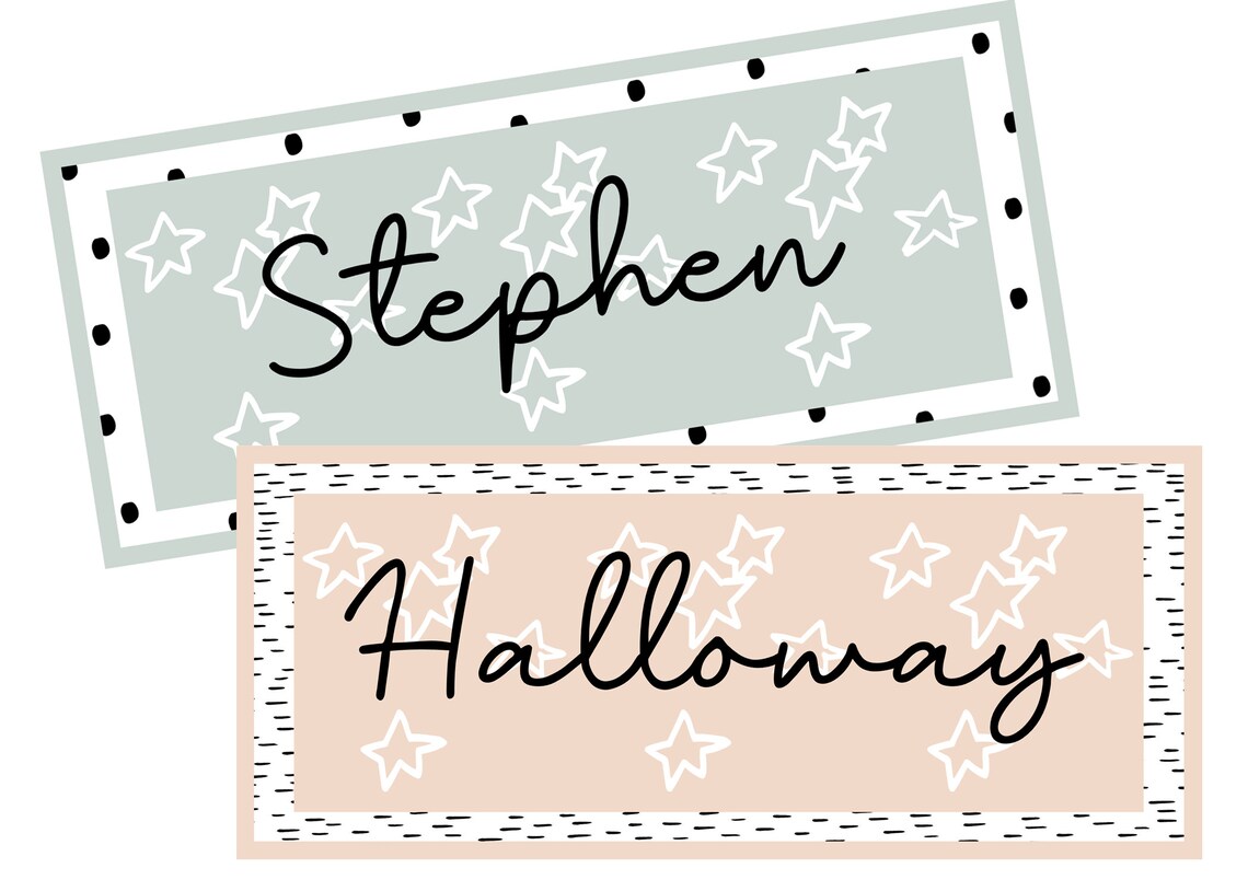 Printable Boho Neutral Name Labels, Student Name Labels, Classroom ...