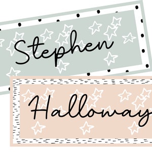 Printable Boho Name Labels, Editable Classroom Decor (PPTX) - Etsy