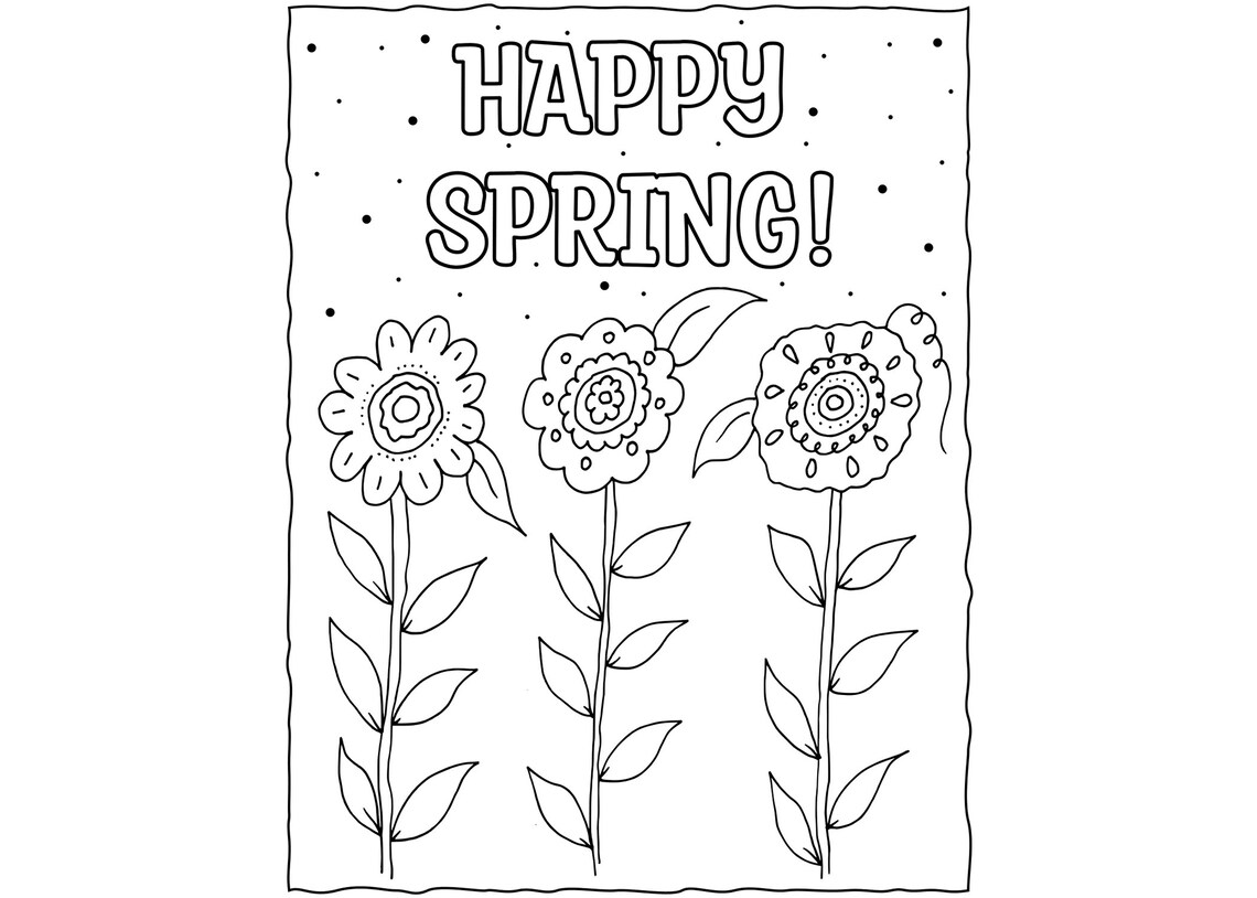 Printable Spring Coloring Page, Happy Spring Coloring Activity ...
