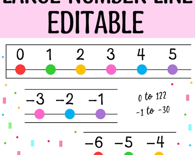 Printable Large Number Line, Pastel Colors Number Line, Number Line ...