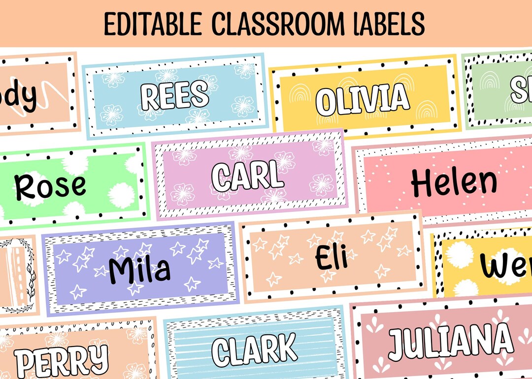 Classroom Labels, Student Name Tags, Back to School Colorful Name ...