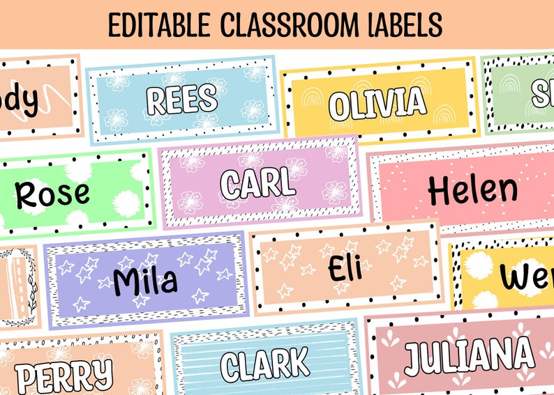 Classroom Labels, Student Name Tags, Back to School Colorful Name ...