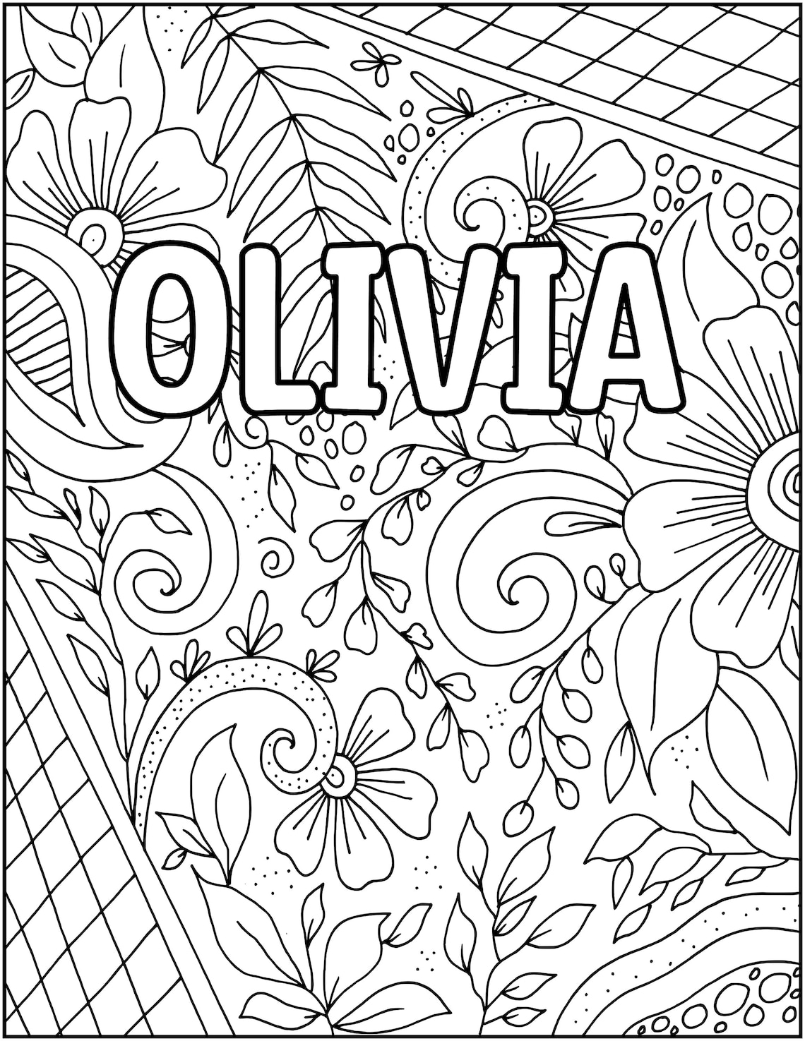 Personalized Name Coloring Pages, Floral Designs (PDF & PPTX) - Etsy