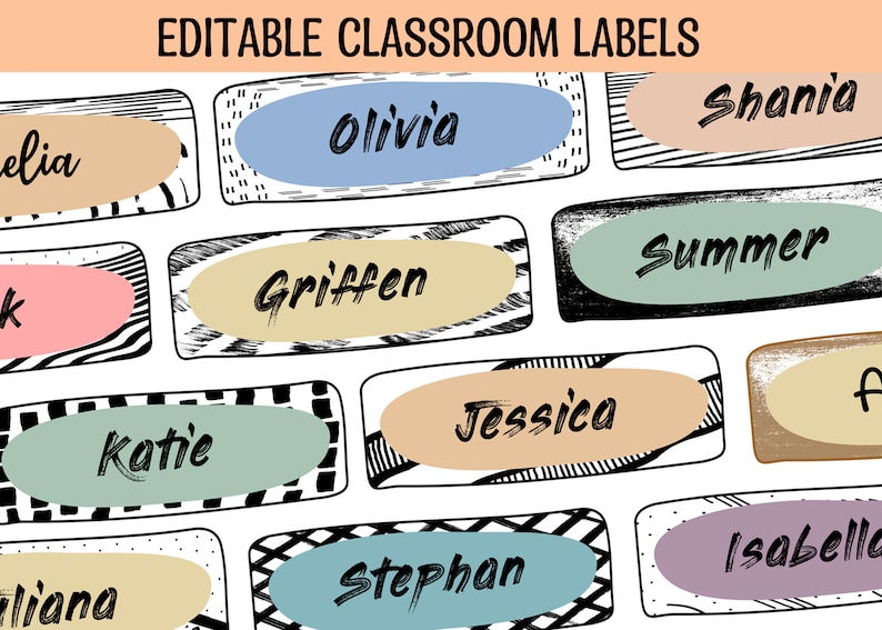 Classroom Labels, Student Name Tags, Back to School Labels, Editable ...