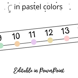 Printable Large Number Line, Pastel Colors Number Line, Number Line ...