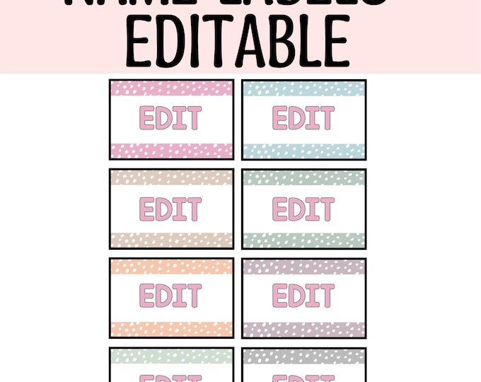 Printable Boho Dotty Student Name Labels, Calm Colors Classroom Labels ...
