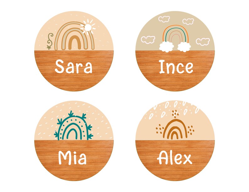 Circular Classroom Labels,student Name Tags,editable Name Tags, Rainbow ...