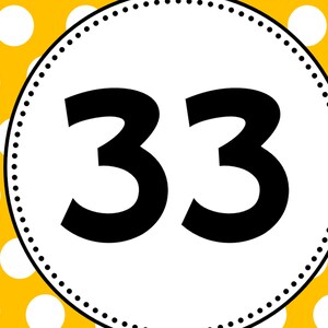 Bright Polka Dots Number Labels, Calendar Number Labels, Locker Numbers ...