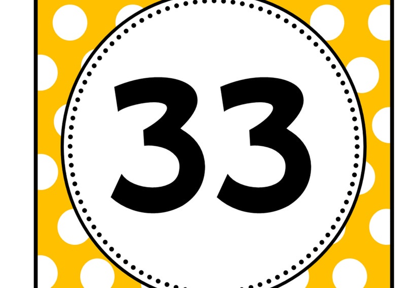 Bright Polka Dots Number Labels, Calendar Number Labels, Locker Numbers ...