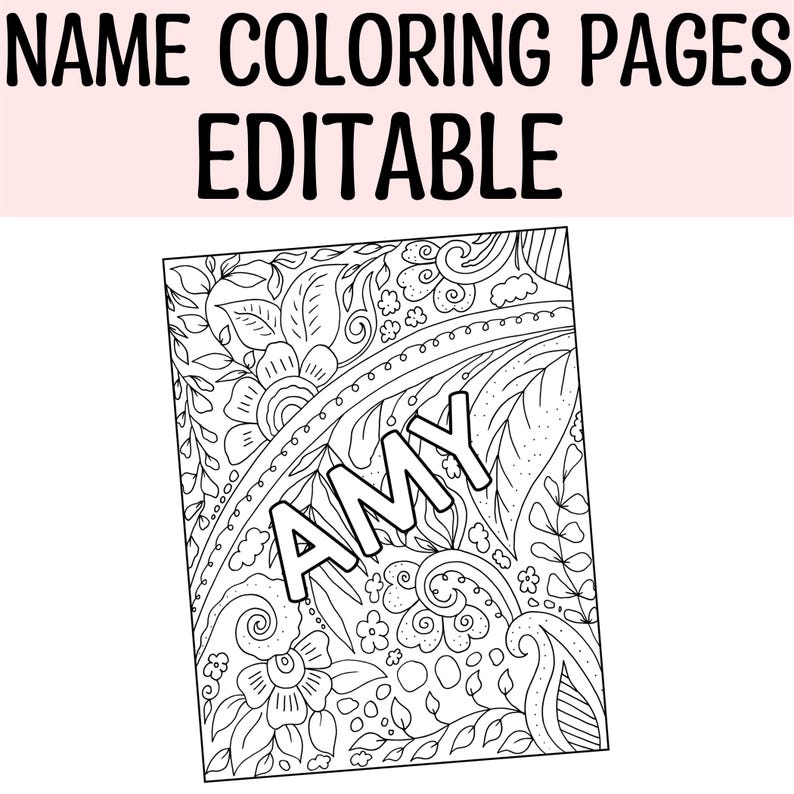 Printable Personalized Name Coloring Pages, Floral Botanical Designs ...