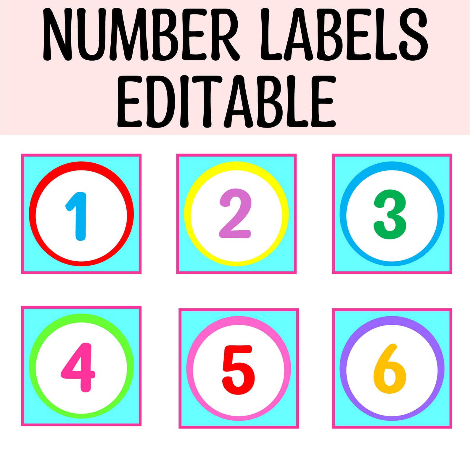 Printable Bright Number Labels, Classroom Numbers, Printable Number ...