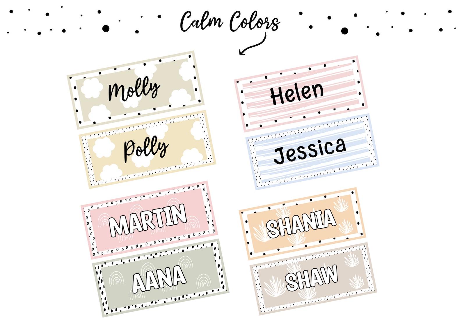 Printable Boho Neutral Name Labels, Student Name Labels, Classroom ...