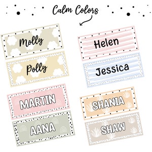 Printable Boho Neutral Name Labels, Student Name Labels, Classroom ...
