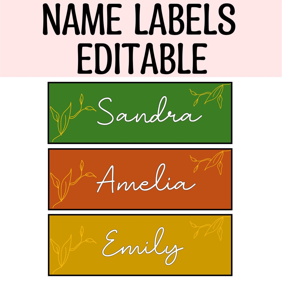 Printable Fall Name Labels, Autumn Classroom Labels, Fall Name Posters ...