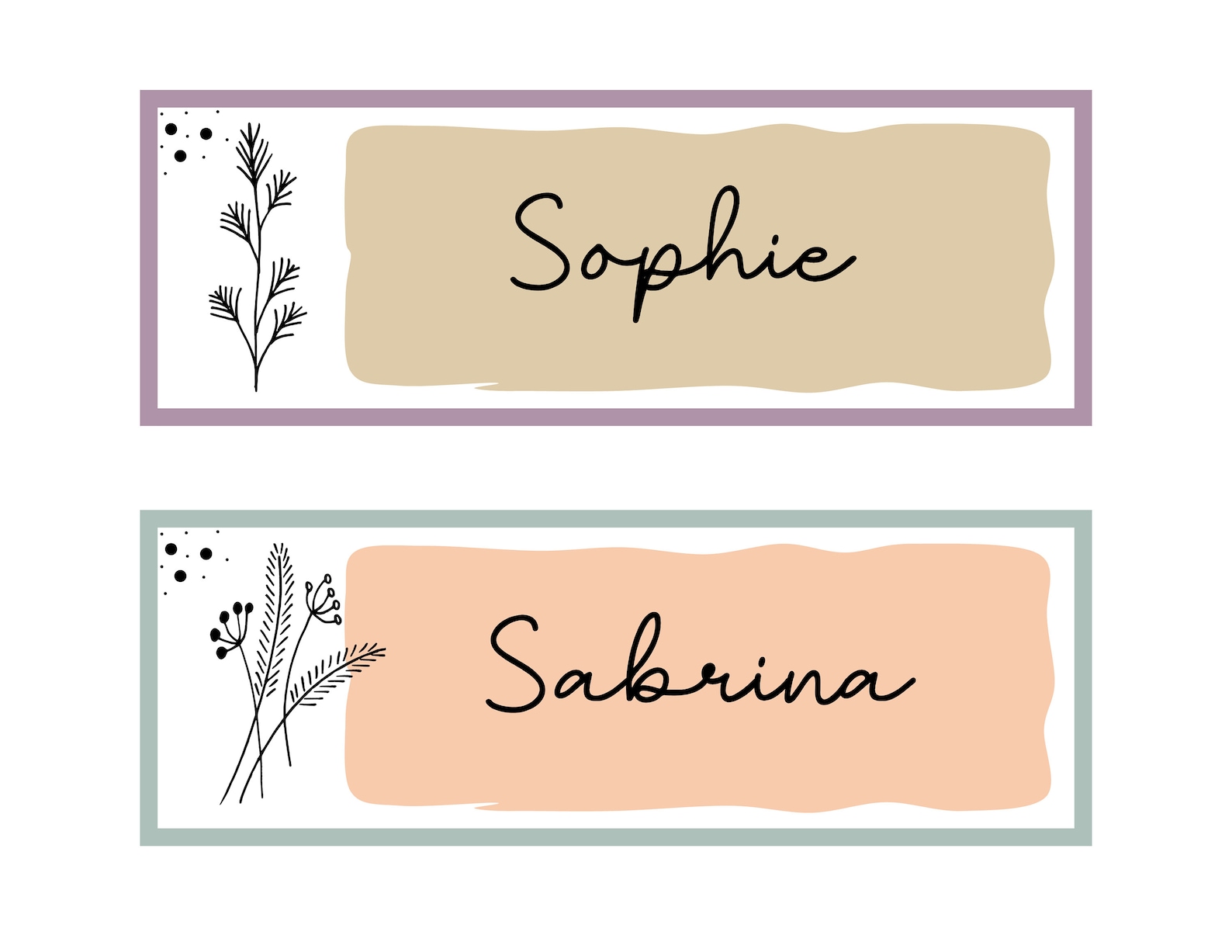 Student Name Tags,leaves Classroom Labels, Boho Neutral Colors Name ...