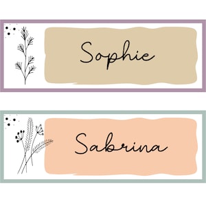 Student Name Tags,leaves Classroom Labels, Boho Neutral Colors Name ...