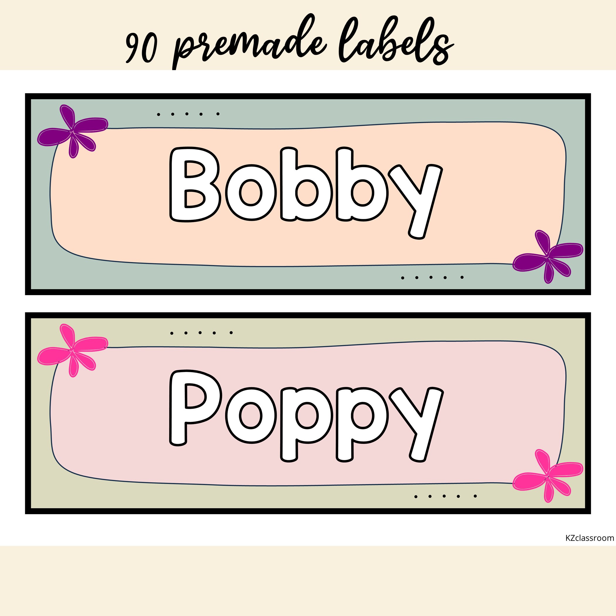 Printable Student Name Labels, Boho Name Tags, Cubby Name Plates ...