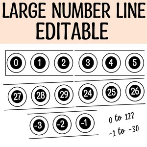 Printable Large Number Line, Black and White Large Number Line Wall ...