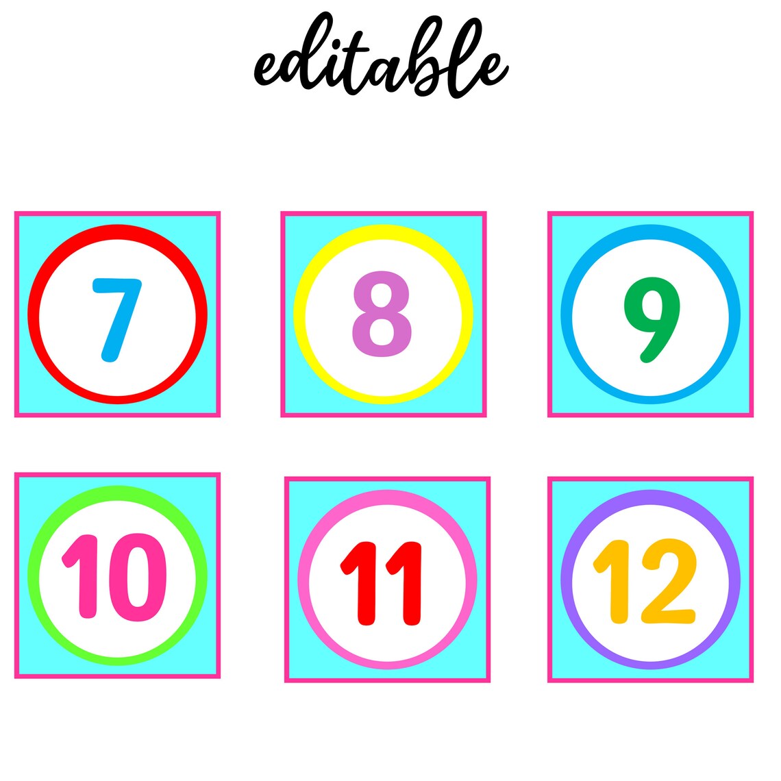 Printable Bright Number Labels, Classroom Numbers, Printable Number ...