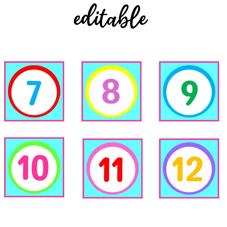 Printable Bright Number Labels, Classroom Numbers, Printable Number ...