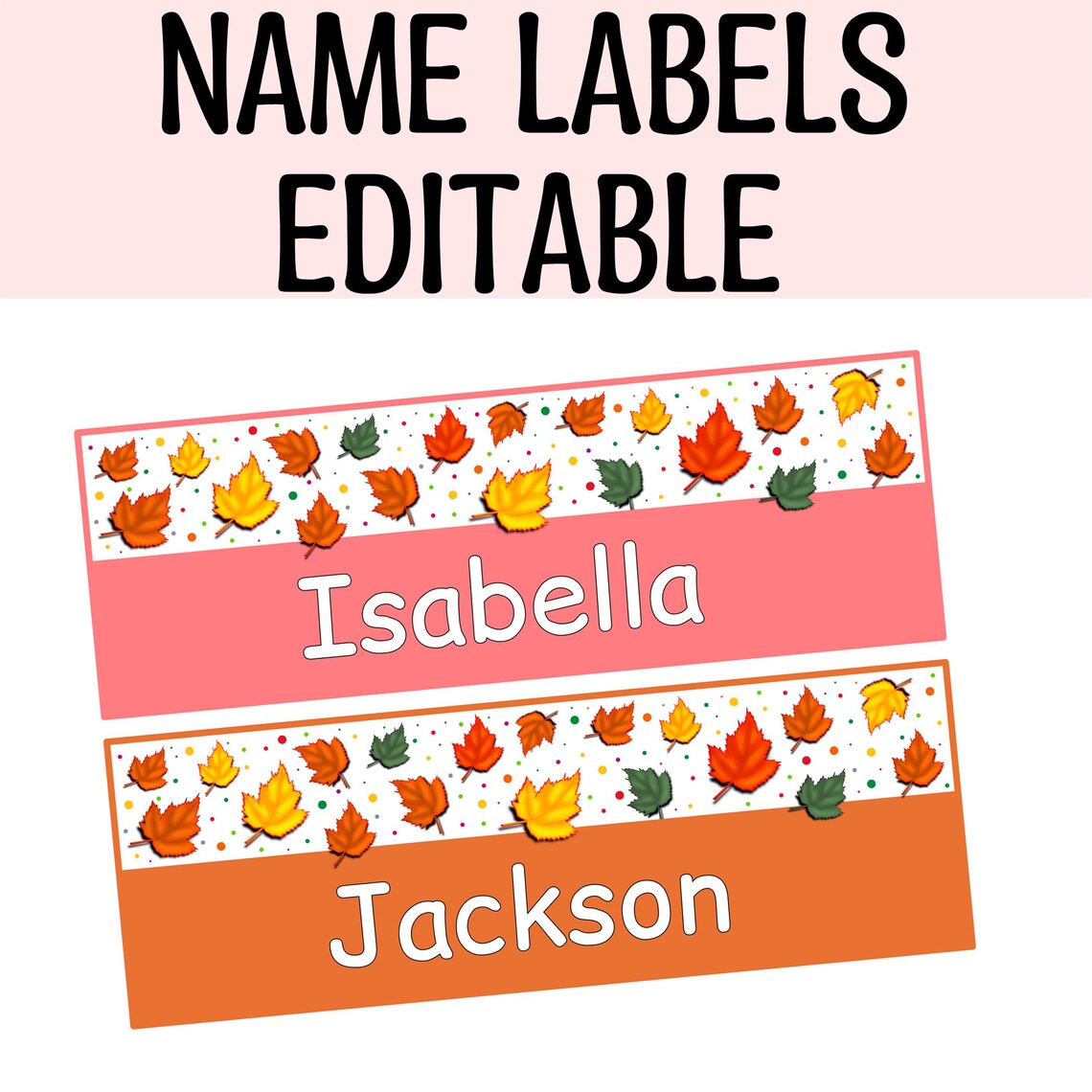 Printable Fall Name Labels, Autumn Classroom Labels, Fall Name Posters ...