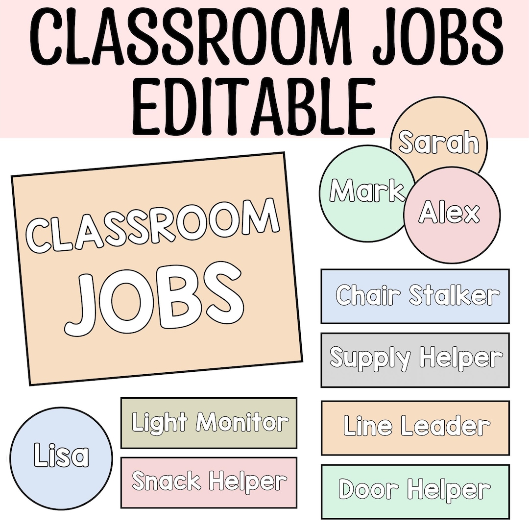 Printable Modern Calm Colors Classroom Jobs Labels, Students' Jobs ...