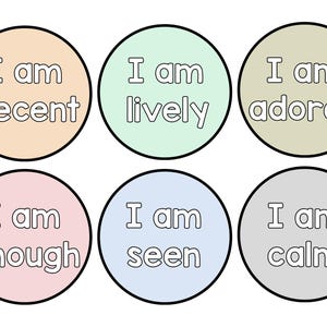 Printable Round Positive Affirmation Labels, Printable Student ...