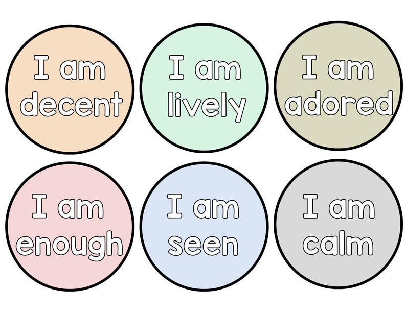 Printable Round Positive Affirmation Labels, Printable Student ...