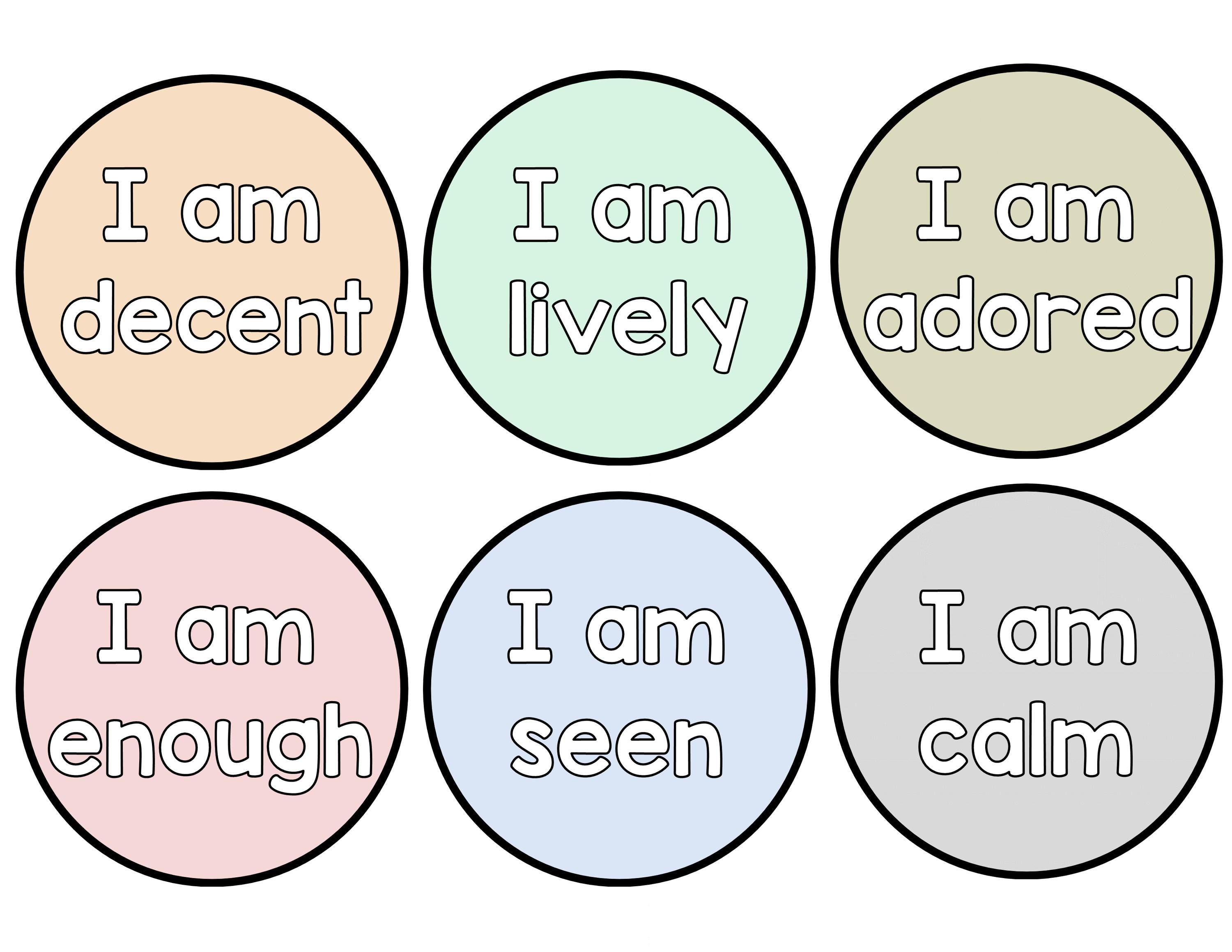 Printable Round Positive Affirmation Labels, Printable Student ...