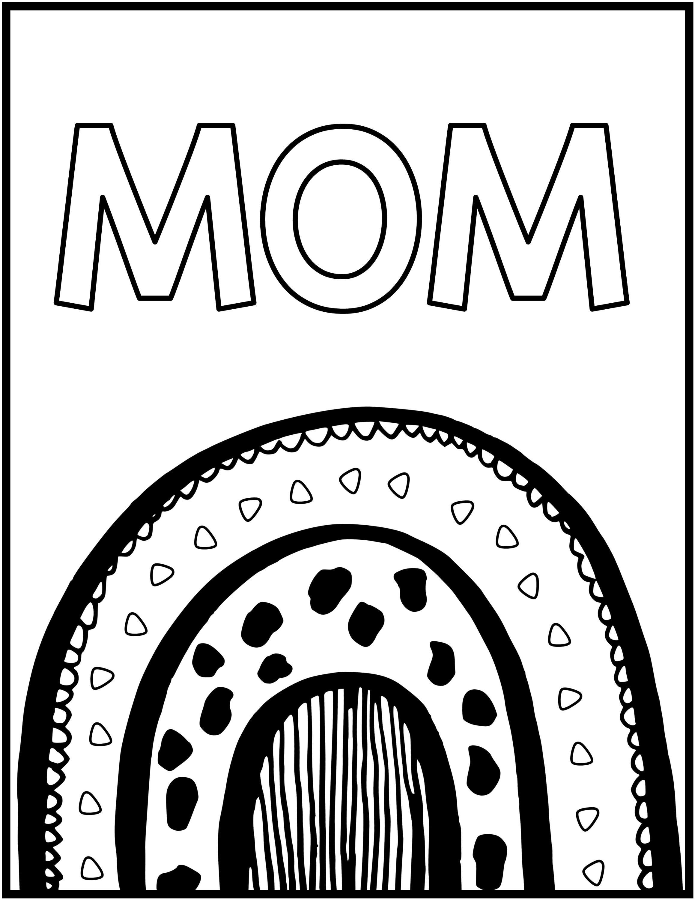 Printable Rainbow Theme Mother's Day Coloring Pages, Editable Coloring ...