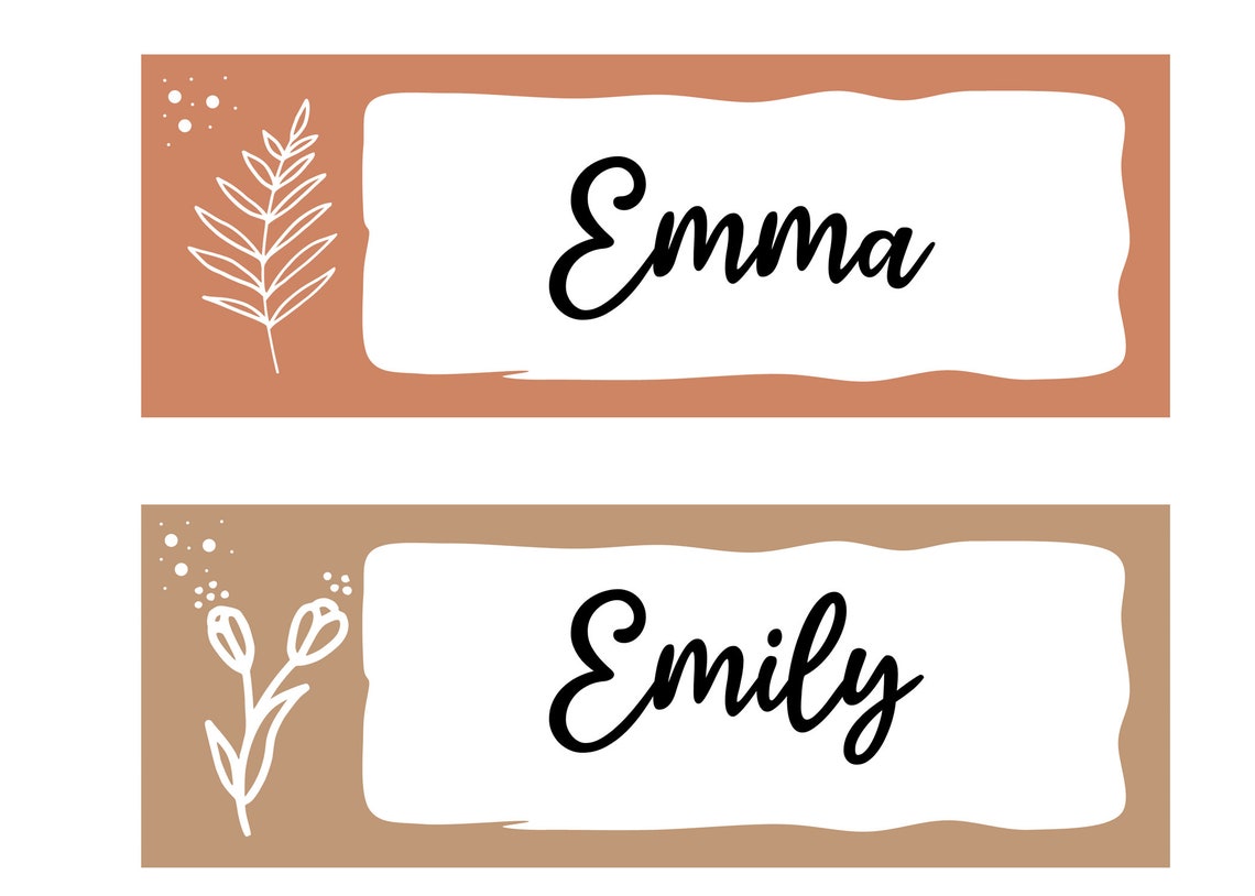 Boho Art Classroom Labels, Editable Student Name Tags, Botanical Name ...