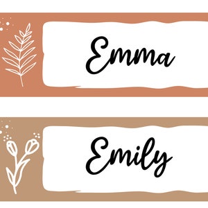 Boho Art Classroom Labels, Editable Student Name Tags, Botanical Name ...