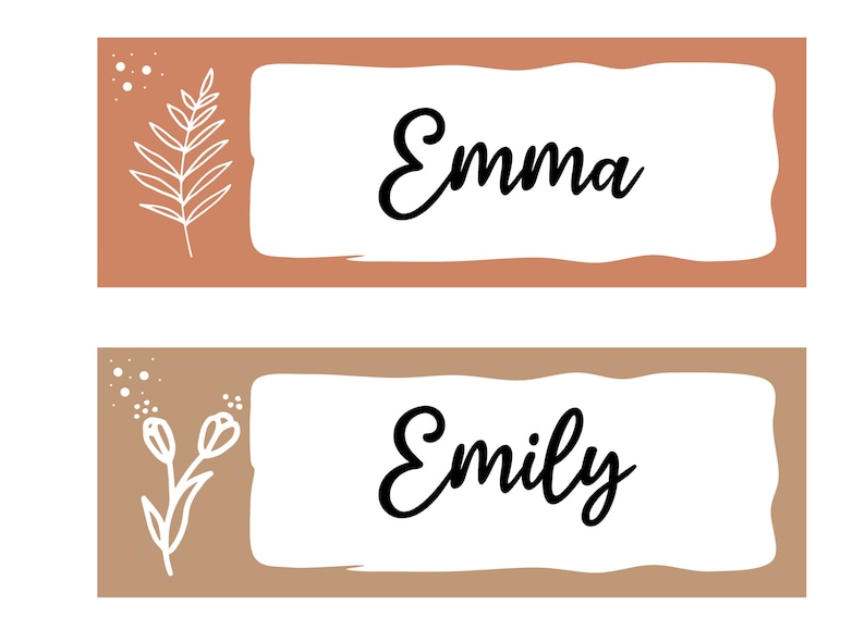 Boho Art Classroom Labels, Editable Student Name Tags, Botanical Name ...
