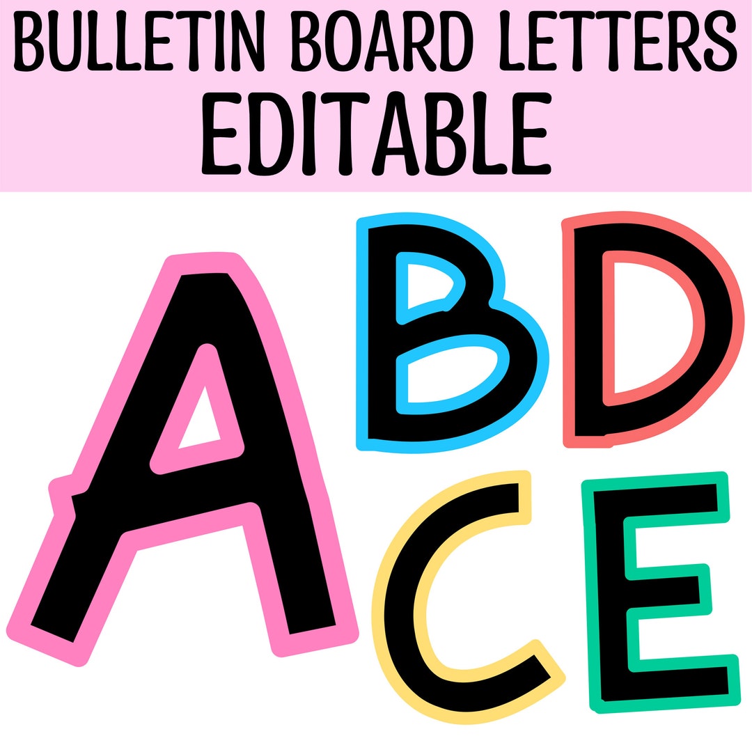 Printable Bright and Black Bulletin Board Large Alphabet Letters ...