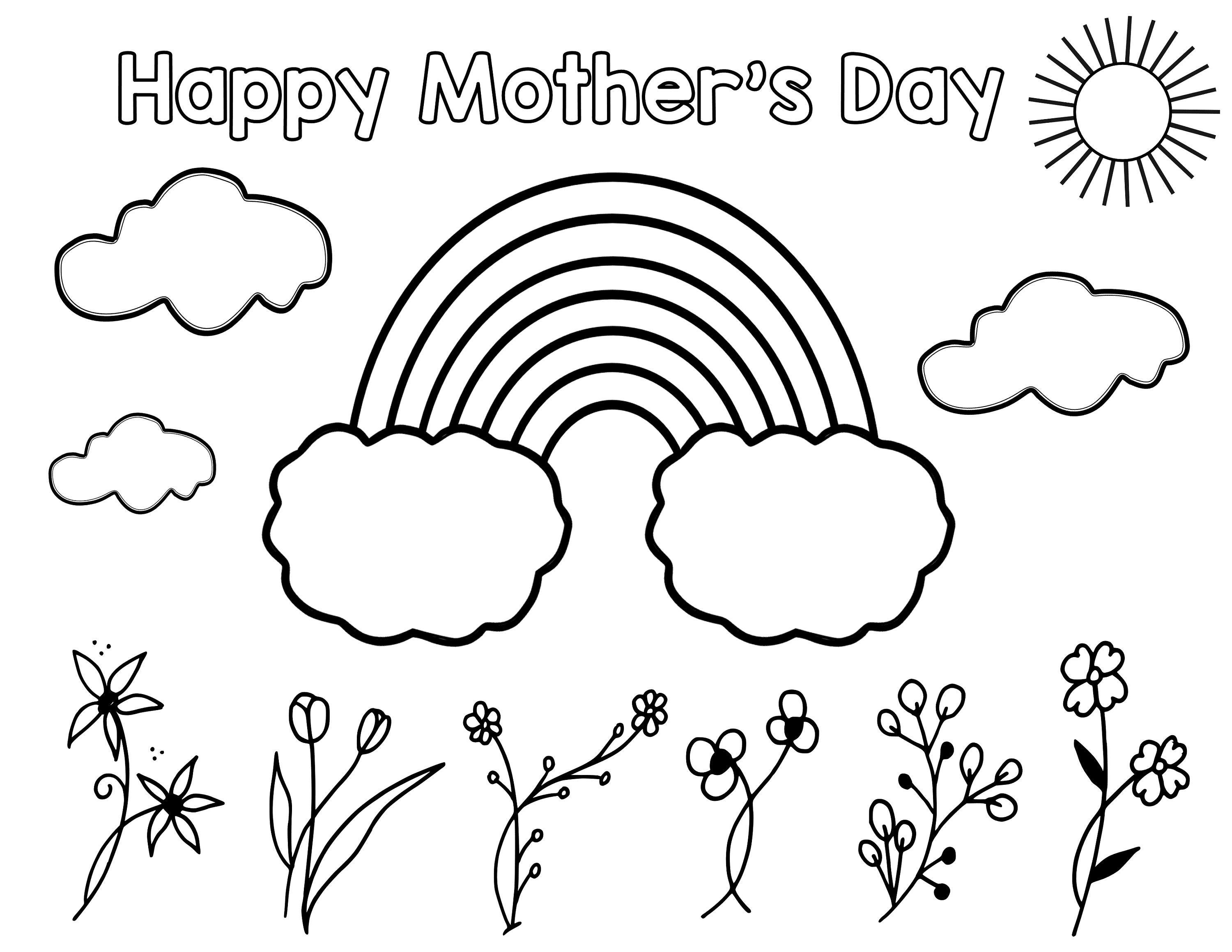 Printable Rainbow Mother's Day Coloring Worksheets,rainbow Coloring ...