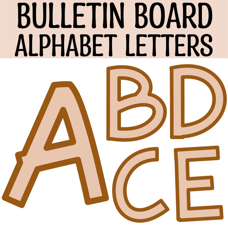 Printable Boho Neutral Bulletin Board Large Alphabet Letters, Alphabet ...
