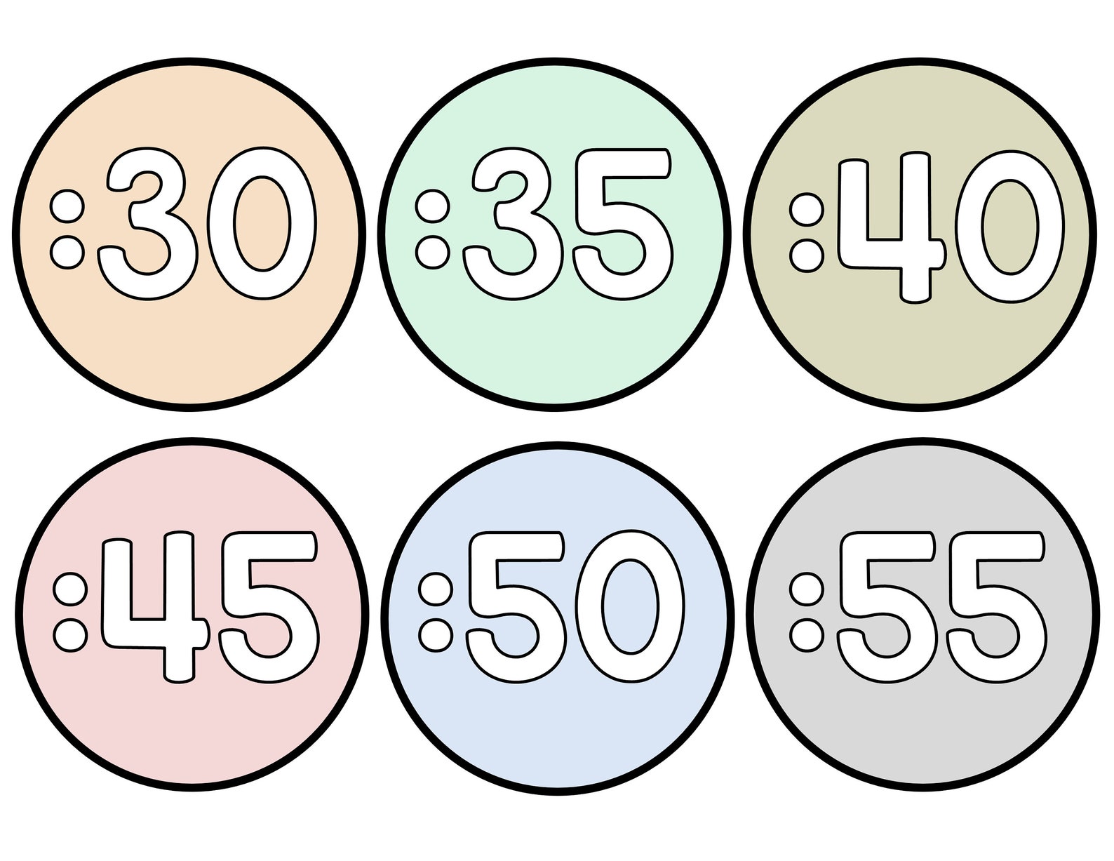 Printable Calm Color Clock Numbers, Clock Numbers Wall Display ...