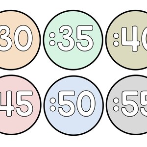 Printable Calm Color Clock Numbers, Clock Numbers Wall Display ...
