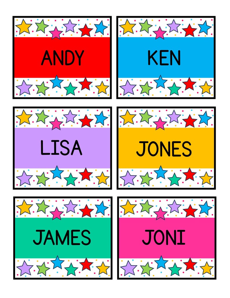 Star Name Tags, Editable Classroom Labels (PPTX File) - Etsy Canada