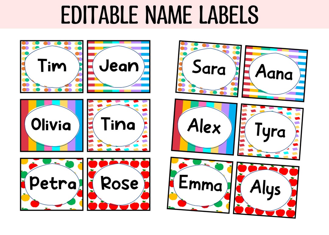 Printable Colorful Student Name Tags, Student Name Labels, Bright ...