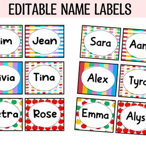 Printable Colorful Student Name Tags, Student Name Labels, Bright ...