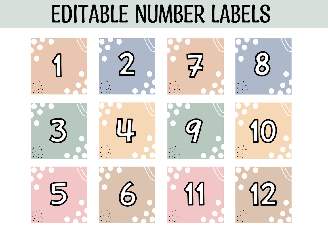 Printable Number Labels Classroom Calendar Numbers Number - Etsy Canada