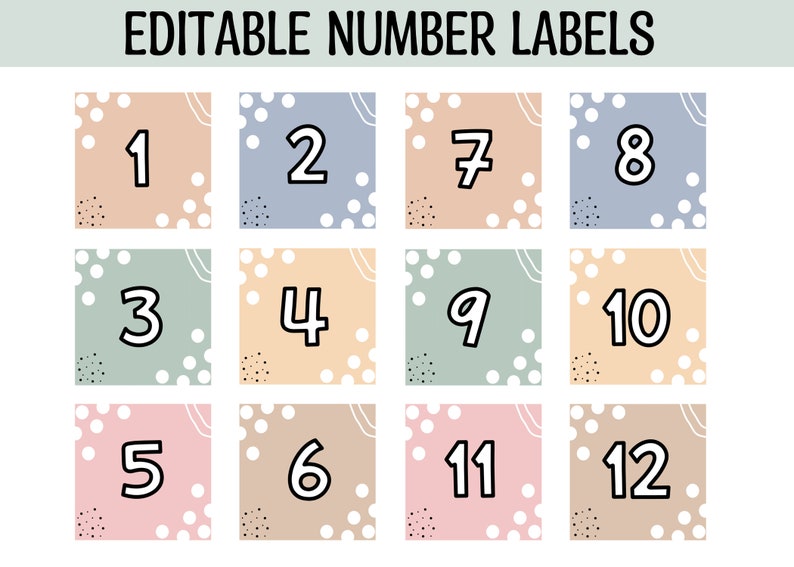 Printable Number Labels Classroom Calendar Numbers Number - Etsy
