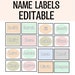 Printable Calm Color Student Name Labels, Editable Name Tags, Center ...