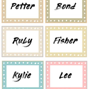 Printable Boho Spotty Student Name Labels, Classroom Labels, Nursery ...