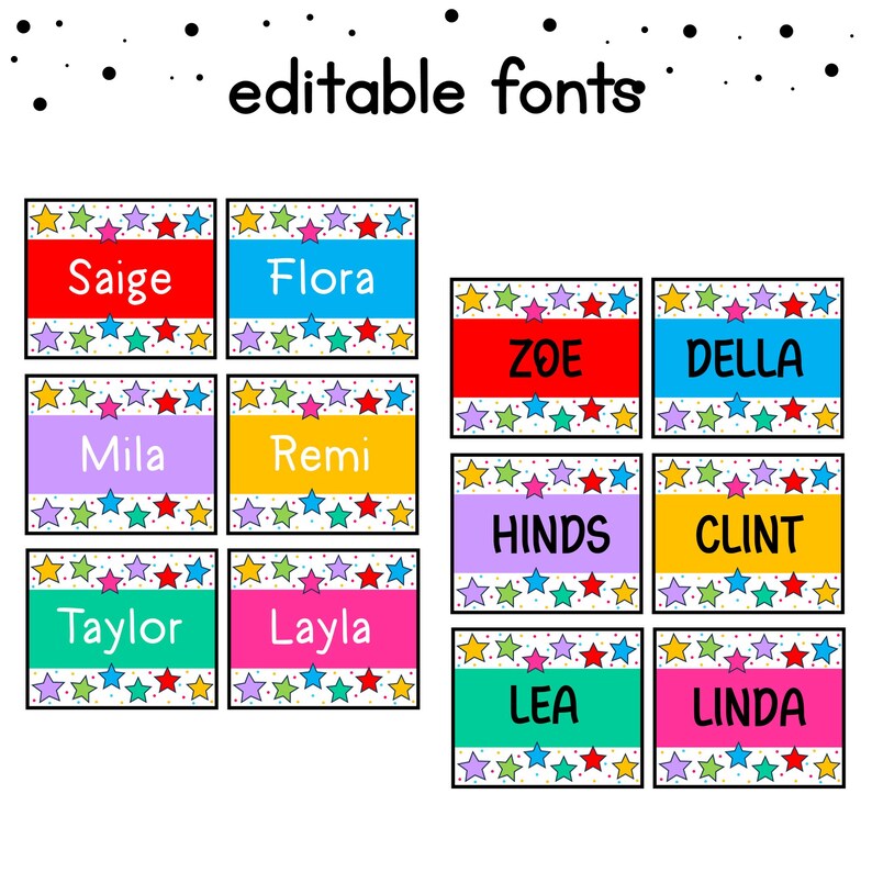 Star Name Tags, Editable Classroom Labels (PPTX File) - Etsy Canada