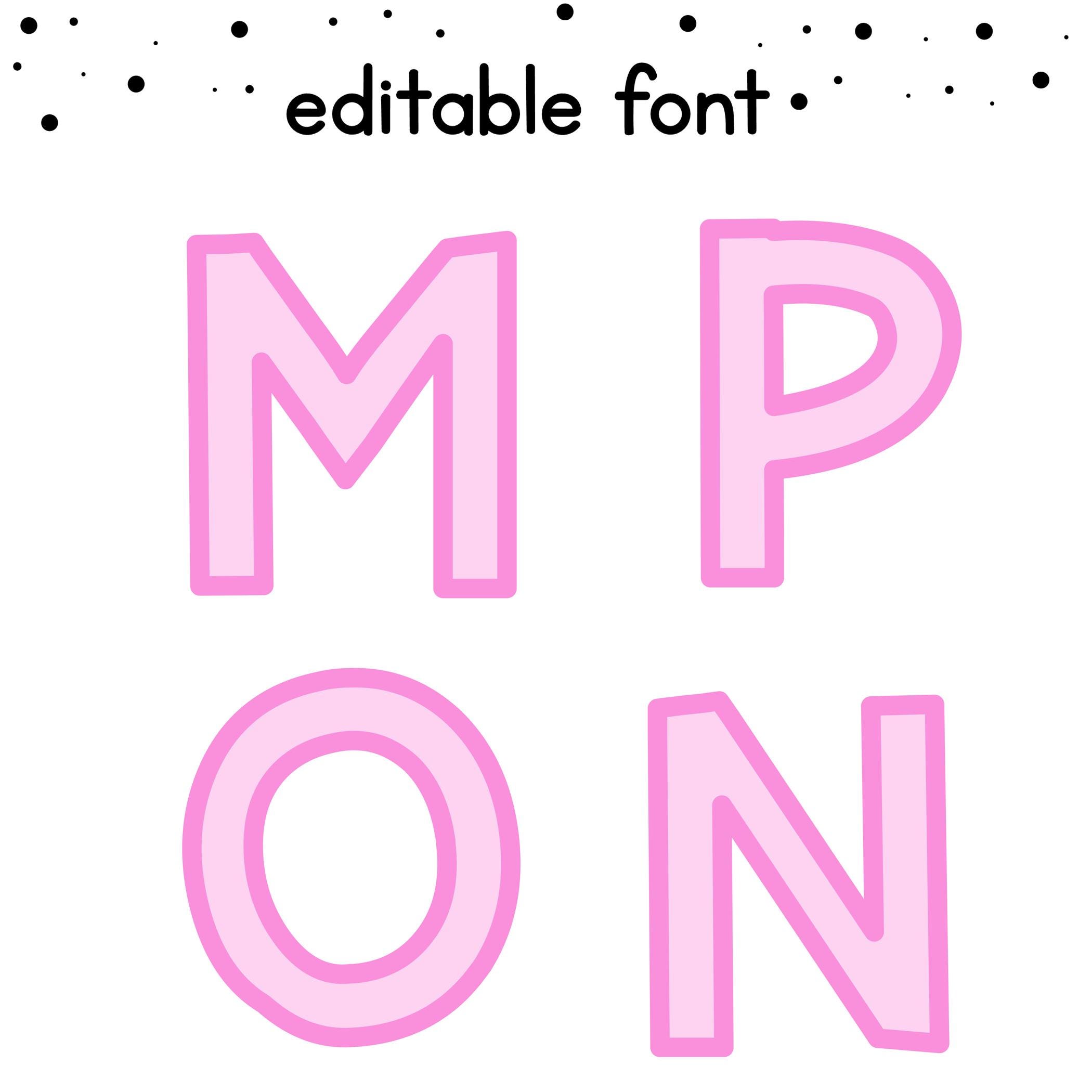 Bright Pink Bulletin Board Letters, Editable Large Alphabet Letters ...